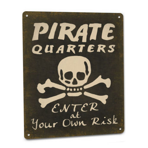 Pirate Quarters Sign Bedroom Decor Boy Caribbean Blackbeard Hook Jolly ...
