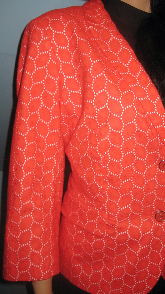 Talbots~Eyelet~Orange~Blazer/Jacket~Lined in White~Very Beautiful~SZ16R ...