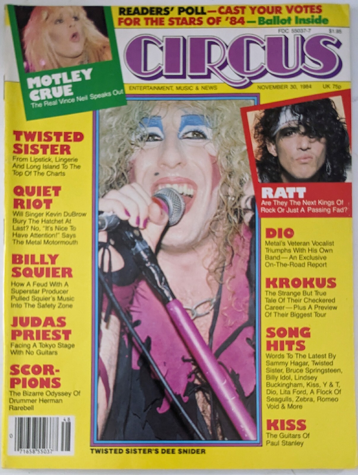Circus Magazine November 1984 Twisted Sister, Quiet Riot, Motley Crue ...