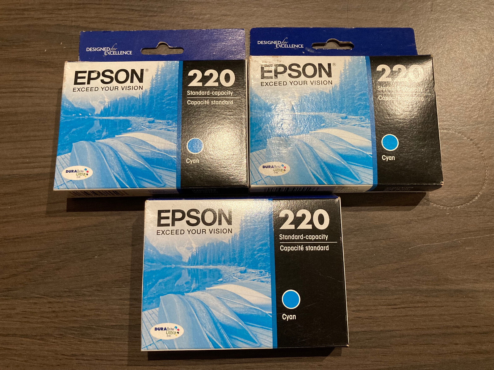 Lot of 3 Genuine EPSON 220 Cyan Ink Cartridge - Expired | eBay
