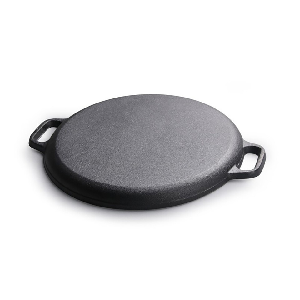 30CM Large Cast Iron Pancake Parantha Pan Flat Crepe Hot Plates Camping ...