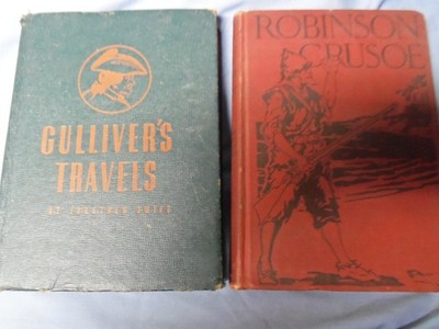 2 antique books Gullivers travels 1942 & Robinson Crusoe 1925 | eBay