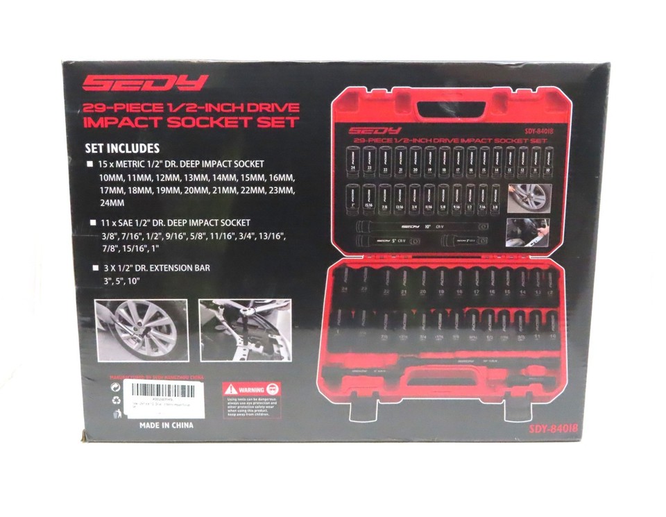 SEDY 29 Piece 1/2 Inch Drive Impact Socket Set | eBay UK