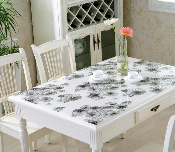 Soft Glass Table Cover Transparent Pvc Crystal Plastic Tablecloths Home ...