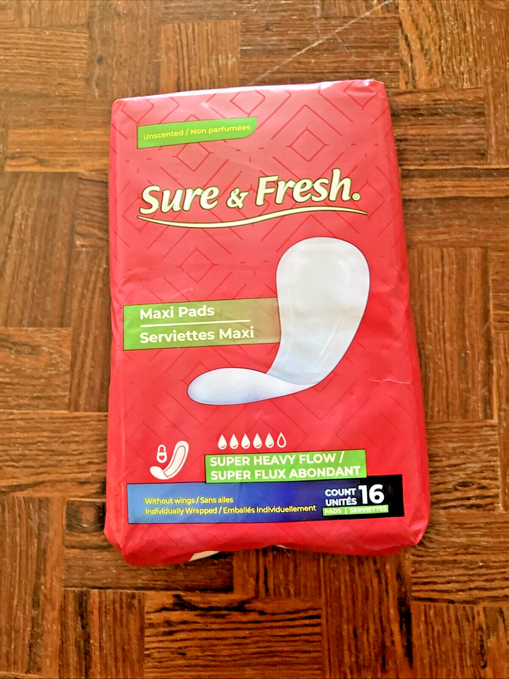 Maxi Pads Set of 3 Sure & Fresh Super Heavy Flow Unscented Maxi Pads | eBay
