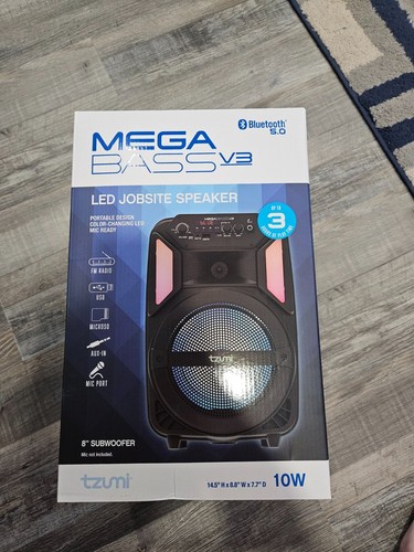 Mega Bass V3 LED Jobsite Bluetooth Speaker NIB 841351189255| eBay