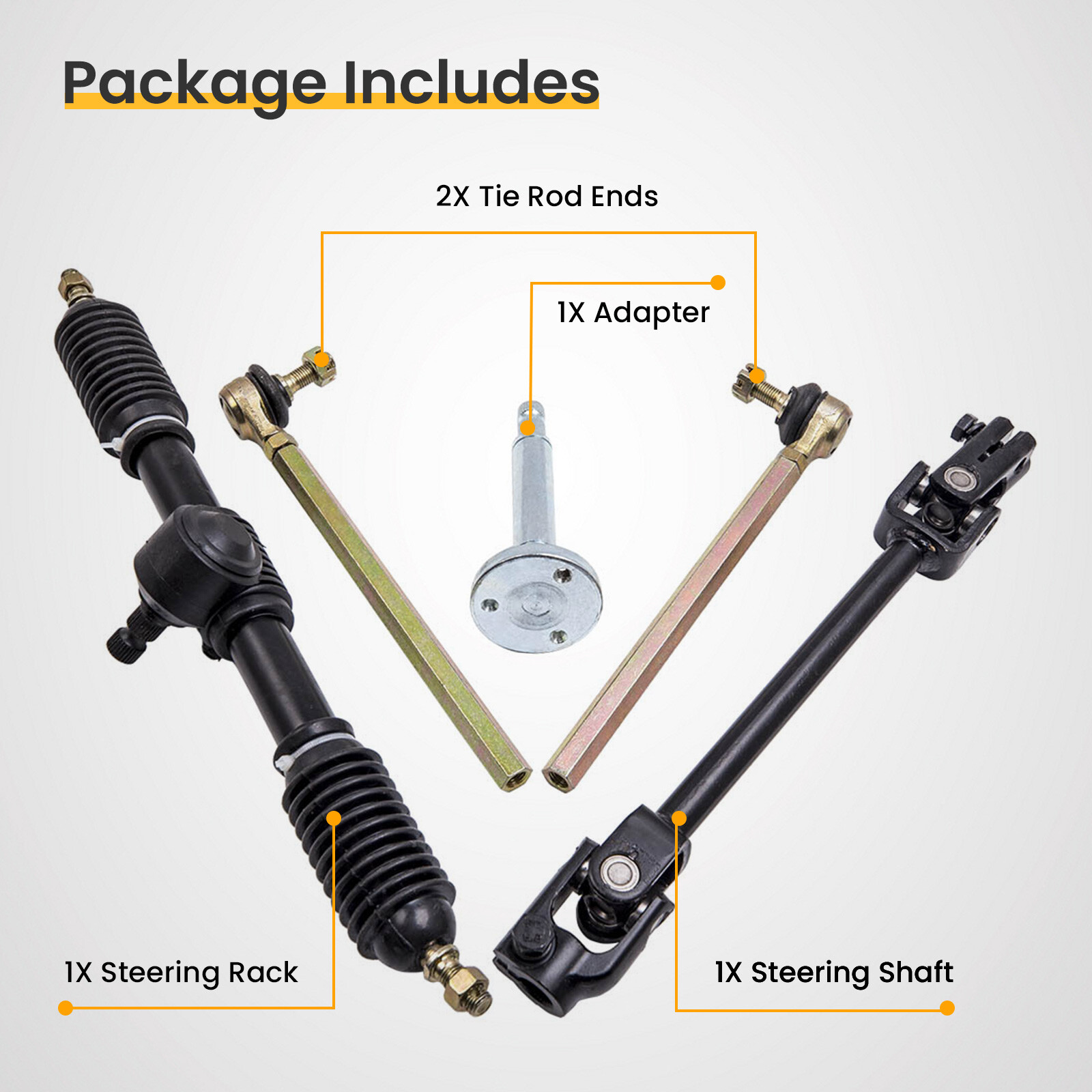 New Steering Wheel Parts Assembly 110cc Go Kart Tie Rod Rack Adjustable ...