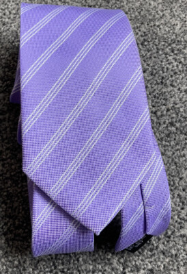 Mens Skopes Lilac White Striped Polyester Smart Formal Tie 3" wide 57 ...