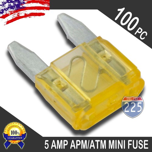100 Pack 5A Mini Blade Style Fuses APM/ATM 32V Short Circuit Protection ...