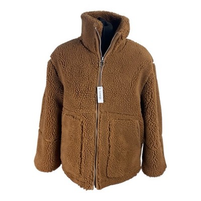 George Teddy Fleece Jacket Women's UK Size XS Zip Up Collared Brown ...