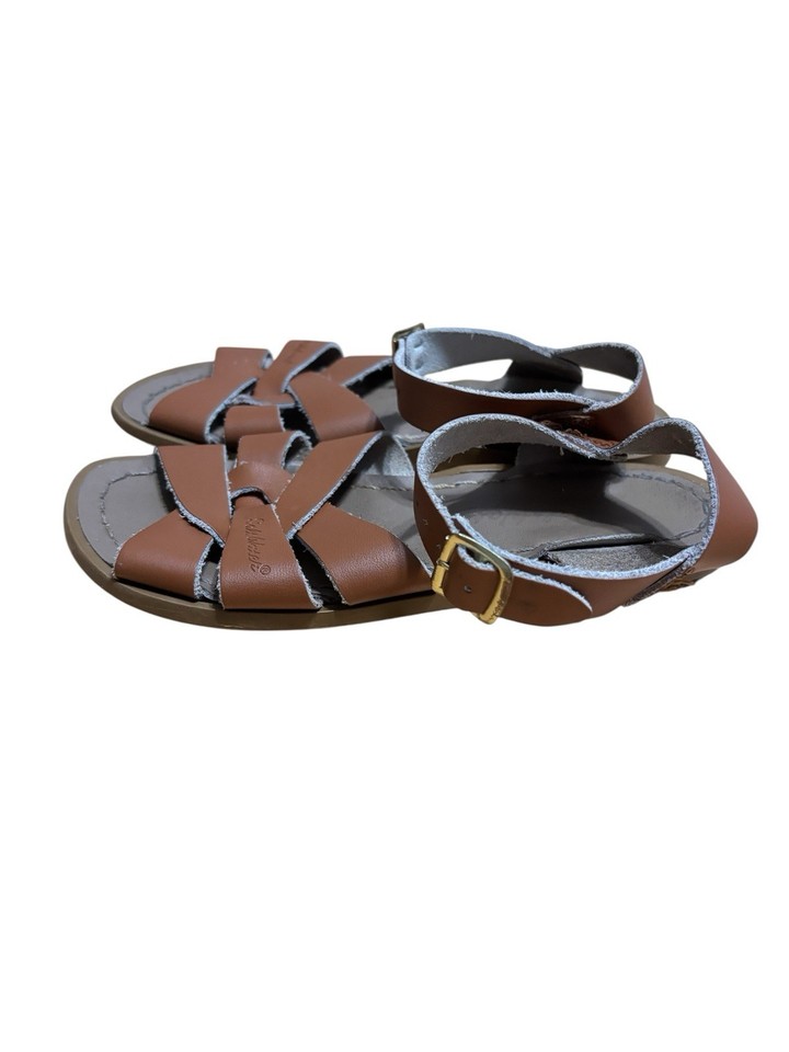 Girls Sz 13 Saltwater Sandals Kids Hoy Shoes Buckle Brown Tan Leather ...