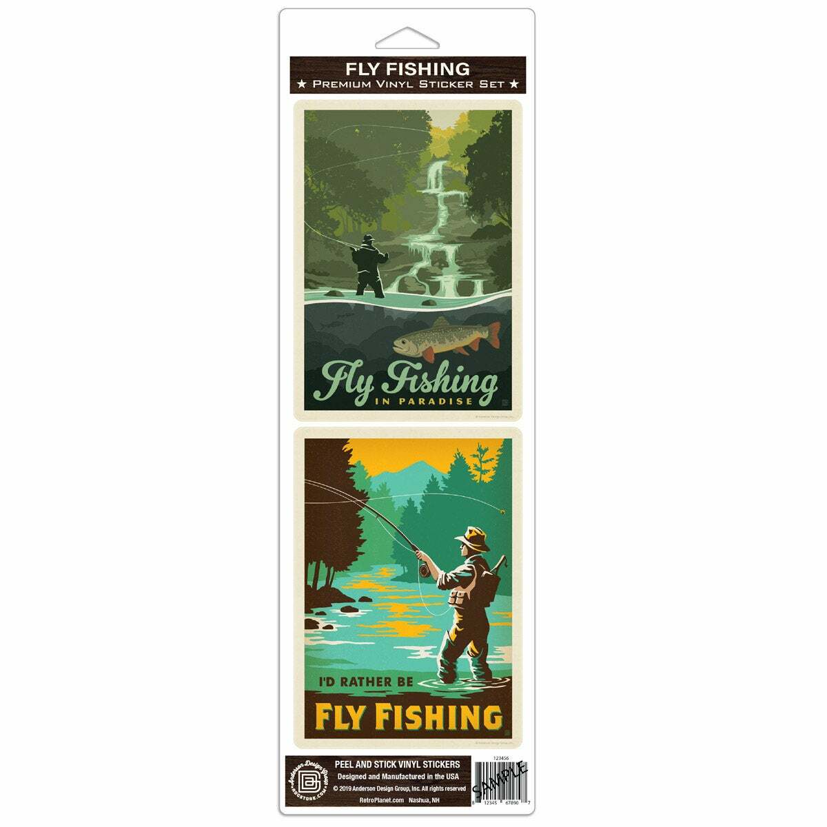 Fly Fishing Vinyl Sticker Set of 2 Car Bumper Decals Vintage Style | eBay
