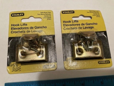 Vtg Stanley Hardware #75-1450 Window Hook Lifts Satin Brass FINISH- 2 ...