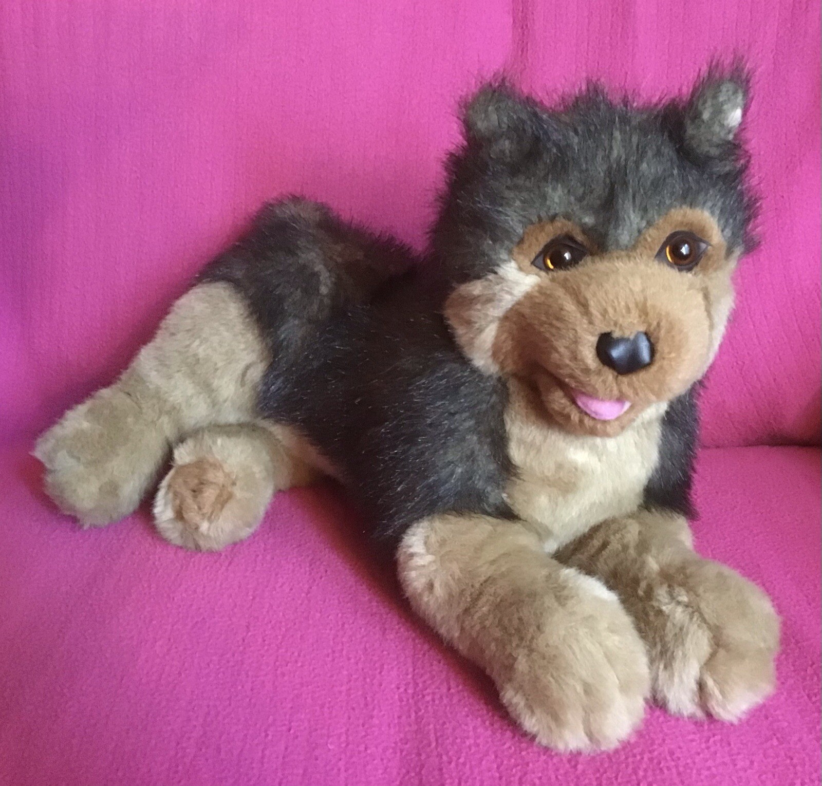 Playmakers Alsatian German Shepherd Dog Black Brown Soft Plush Toy ...