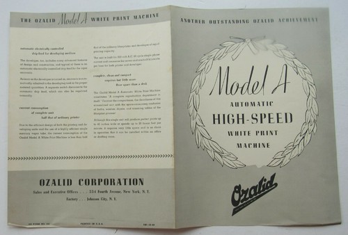Ozalid Model A Automatic High-Speed White Print Machine Reference ...