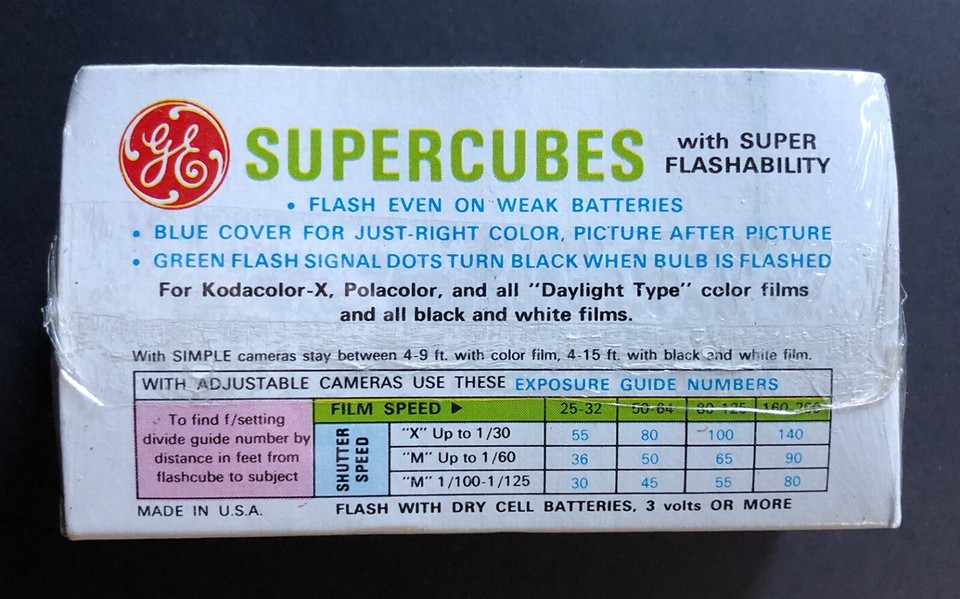 GE Super Cubes SEALED 3-pack Flashcubes Flash Bulbs NEW Original ...