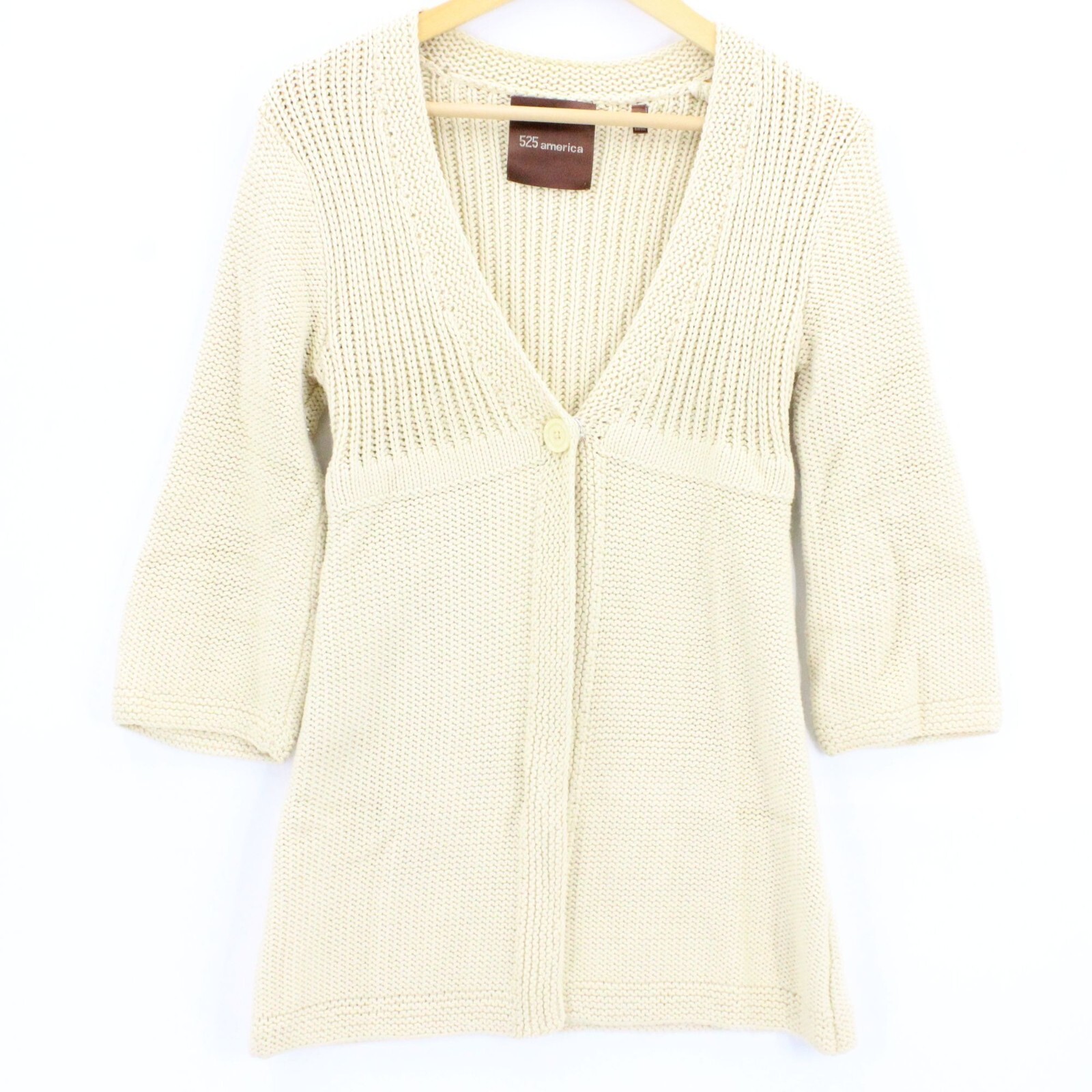 525 American Cardigan Sweater Women's Casual Beige Knit Button Front ...