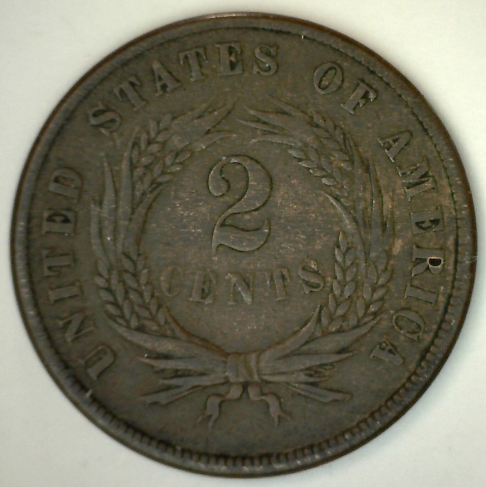 1869 2 Cents United States Type Coin Copper Two Cent Circulated 2c Coin ...
