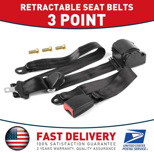 1Set For Trucks 3-Point Black Retractable Car Safety Seat Belt Lap ...