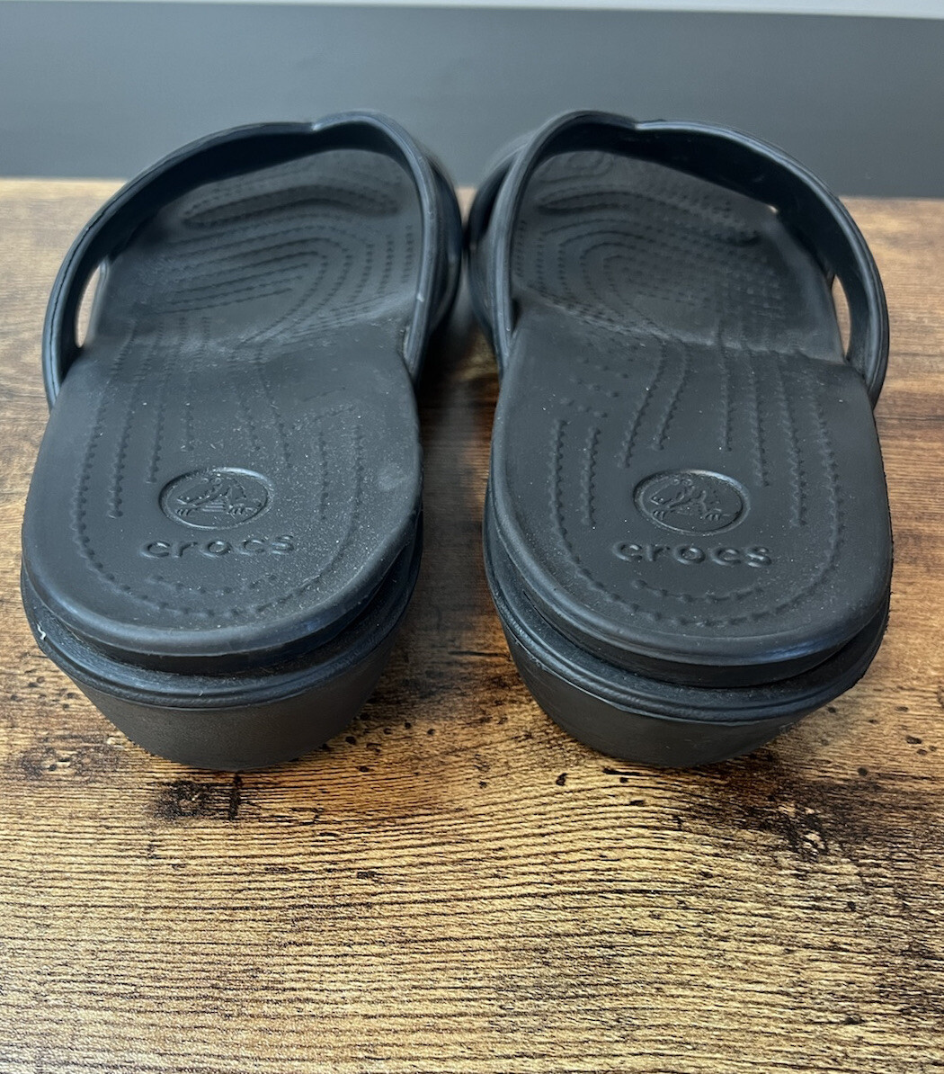 Crocs Women 10 Black Cross Strap Slip On Sandals 2” … - Gem