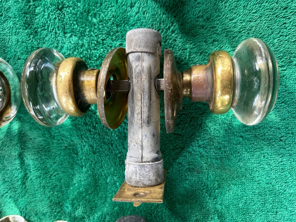 10 Interior Sets Dexter Mid Century Round Glass Door Knobs, Brass Esc. Free S/H | eBay