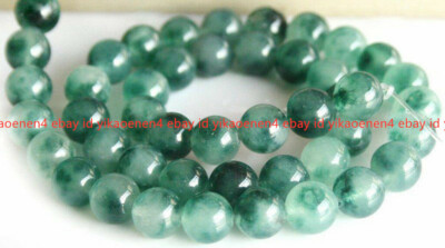 Genuine 6/8/10mm Natural Green Jade Gemstone Round Loose Beads 15Inch ...