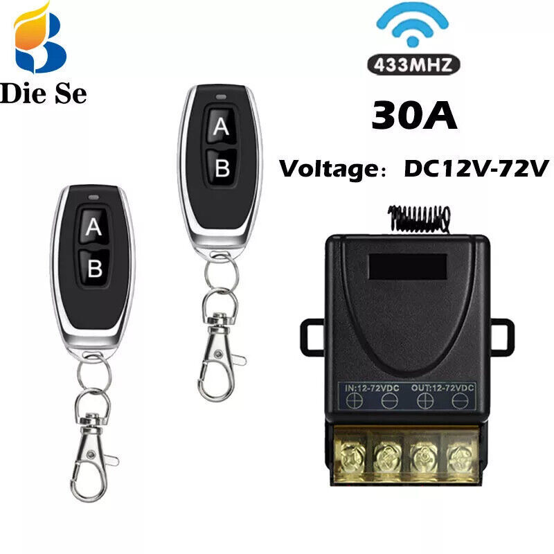 Universal 433Mhz Remote Control Wireless Switch DC 12V 24V 72V 30A ...
