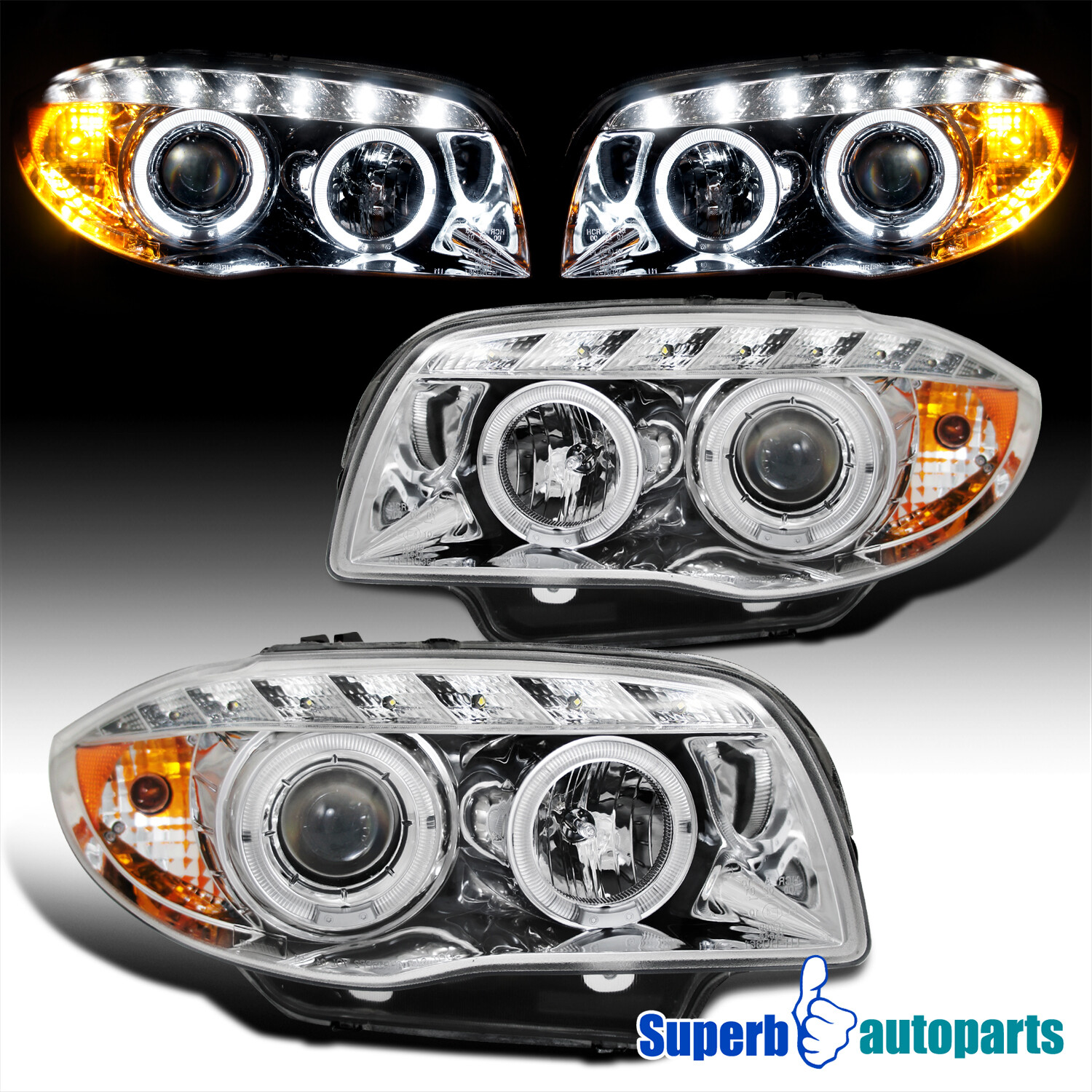 Fits 2007-2013 BMW E82 E88 128i 135i LED Halo Projector Headlight ...