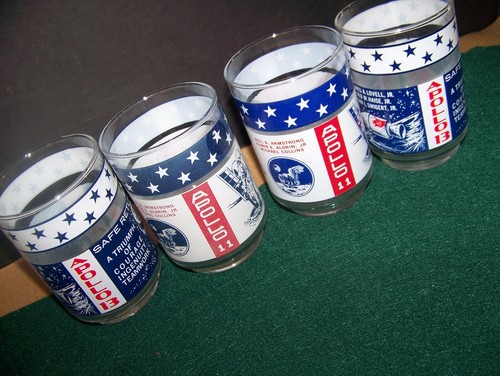 NASA Apollo 11 13 Commemorative Glass Glasses Libbey Space Moon Set 4 ...