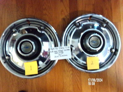 1969-72 CHEVY C10 TRUCK HUB CAP WHEEL COVERS-15 INCH-SET OF 2 BLUE ...