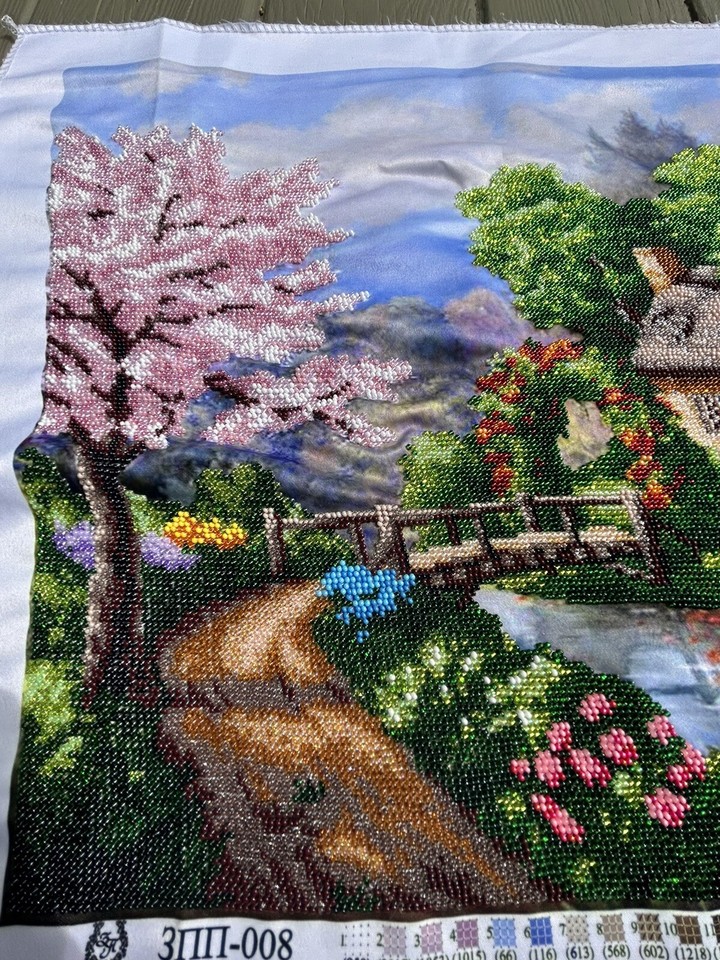 Beads embroidery art on Satin, Beads Cross Stich from Ukraine 40cm by ...