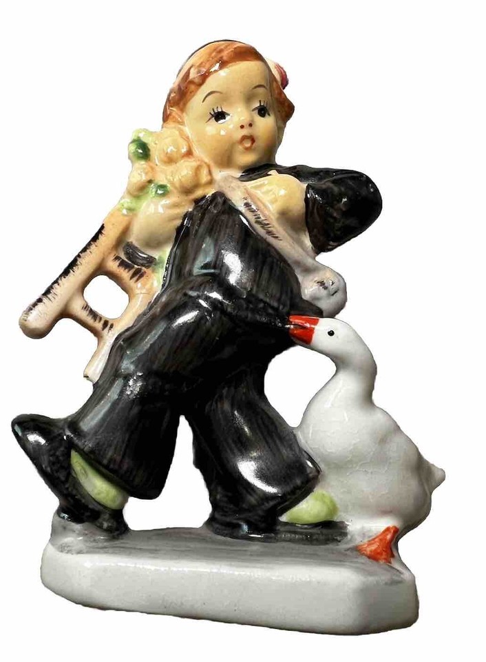 Vintage Antique Friedel Ges. Gesch Handbemalt Germany Boy Goose ...