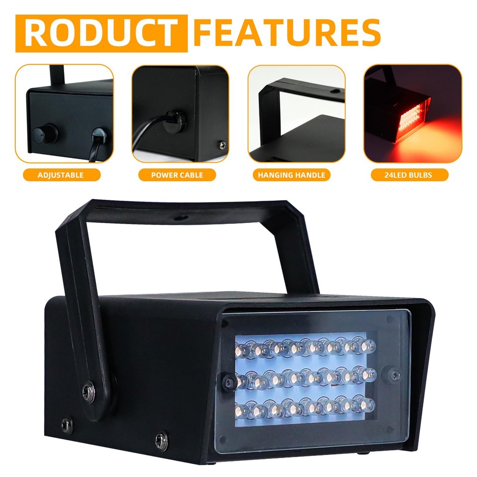Mini LED Strobe Light with 24 Super Bright LED Variable Speed Control ...