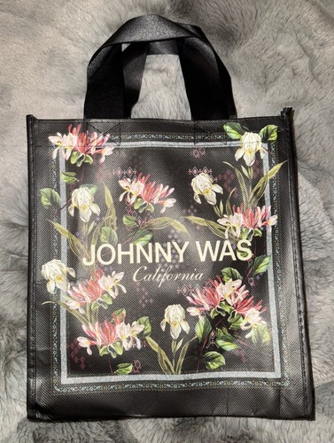 NEW Johnny Was Shopping Tote Bag Travel Gift Black With Iris Flowers ...