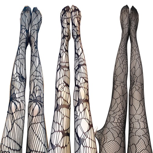 Women Hollow Fishnet Stockings Halloween Chic Spider Bat Mesh Tight ...