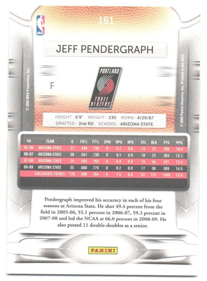 2009-10 Panini Prestige Jeff Pendergraph #181 RC | eBay