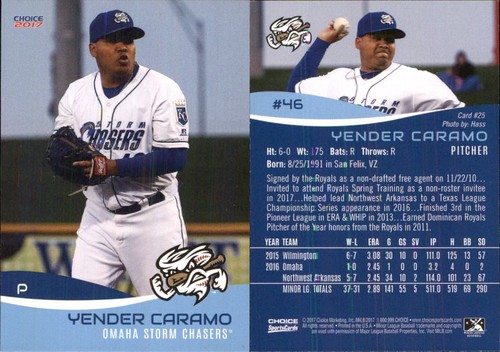 Yender Caramo 2017 Choice Omaha Storm Chasers #25 RC *AutographDen ...