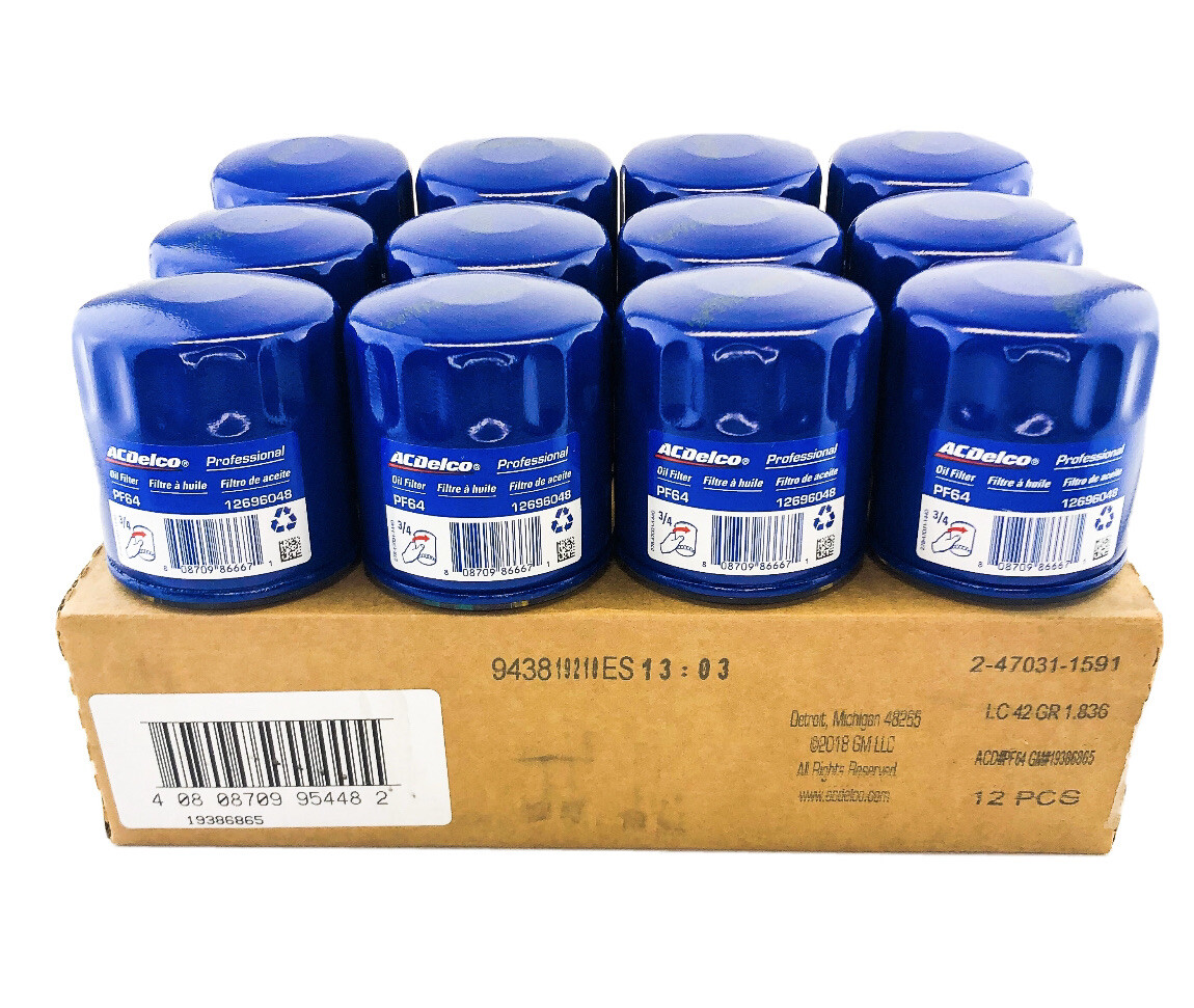 NEW PF 64 Engine Oil Filter Pack of 12 ACDelco Pro PF64 CASE 12696048 ...