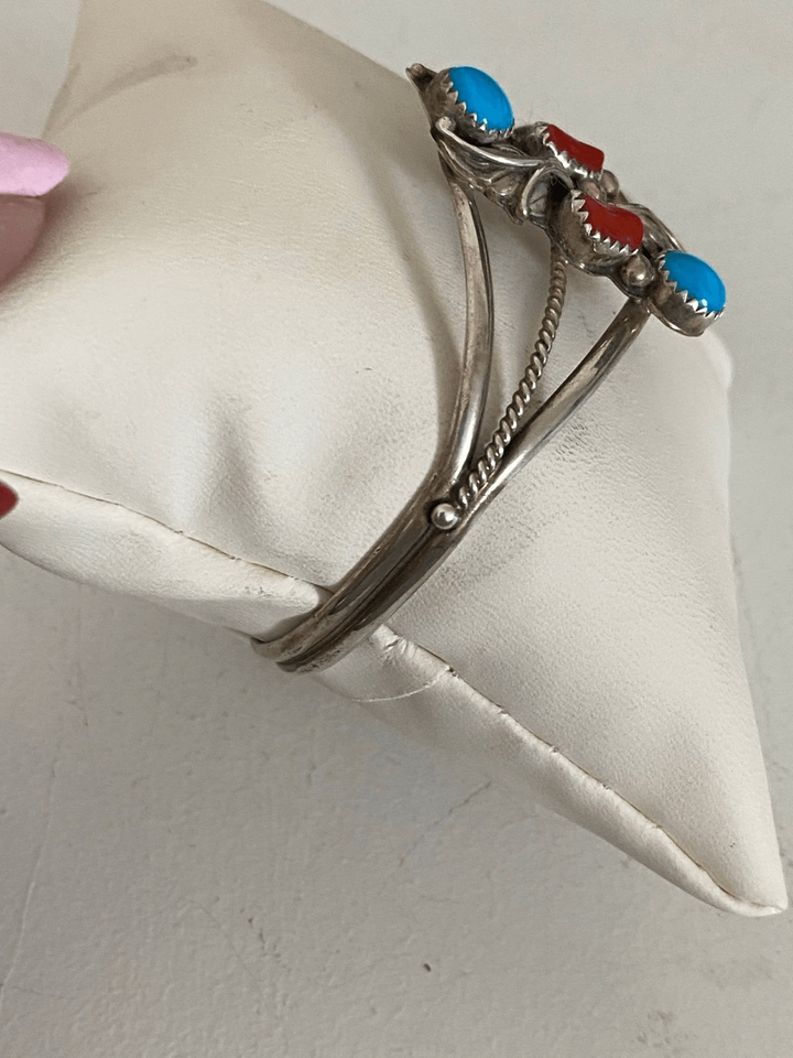 Vintage Navajo Richard Begay Turquoise & Coral Cuff | eBay