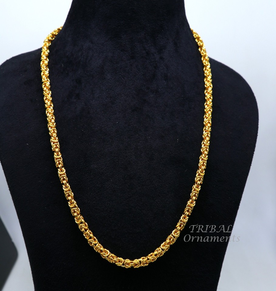 All sizes 18kt yellow gold hallmark amazing byzantine chain men's ...