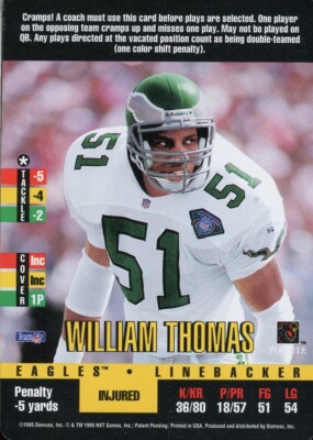 1995 Donruss Red Zone WILLIAM THOMAS EAGLES | eBay