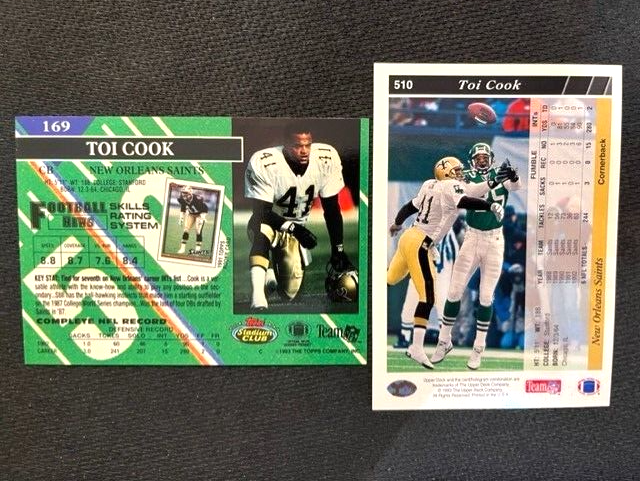 NFL - Toi Cook 1993 Topps Stadium Club & '93 Upper Deck Football ...
