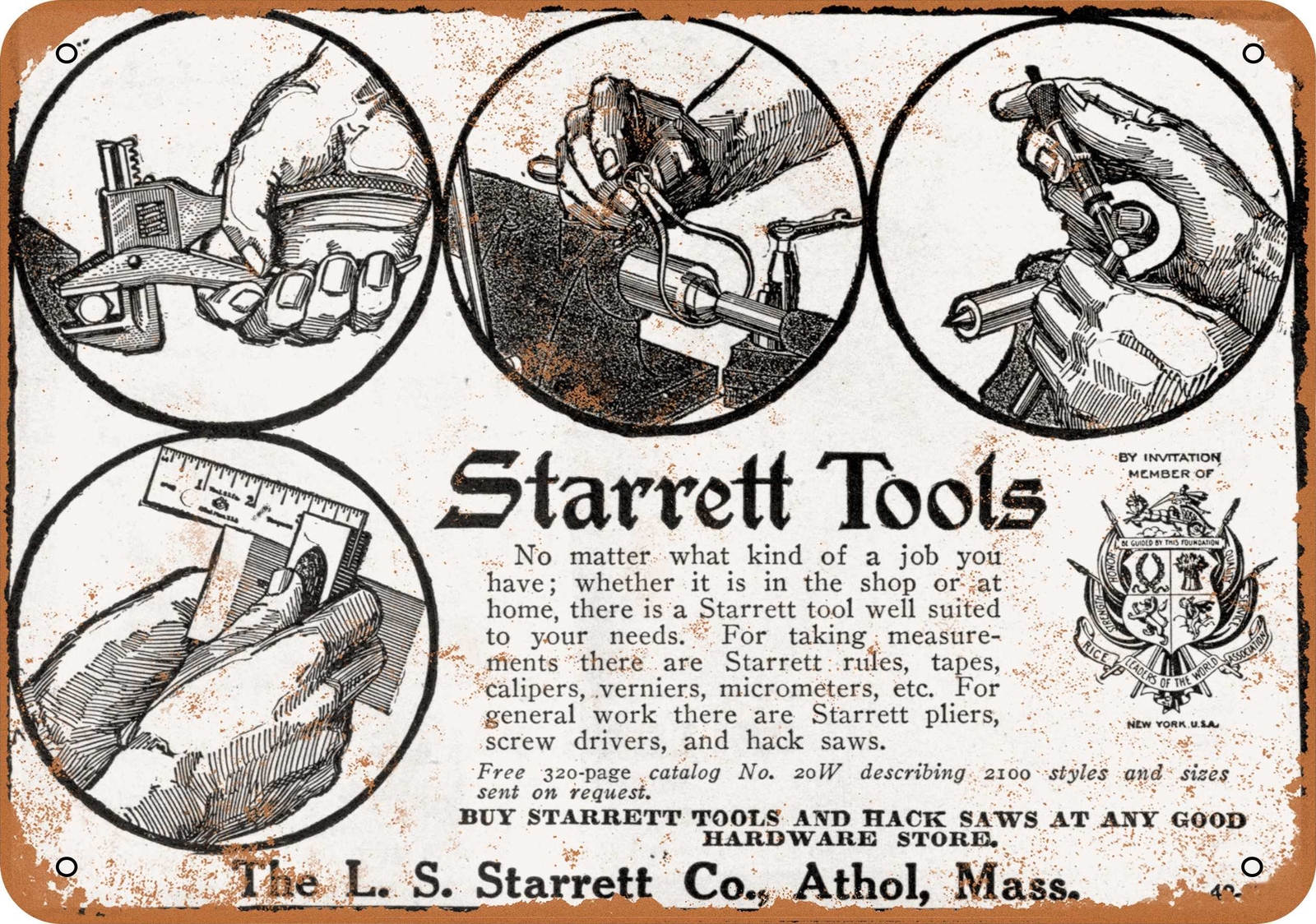 METAL SIGN - 1915 Starrett Tools - Vintage Look Reproduction | eBay