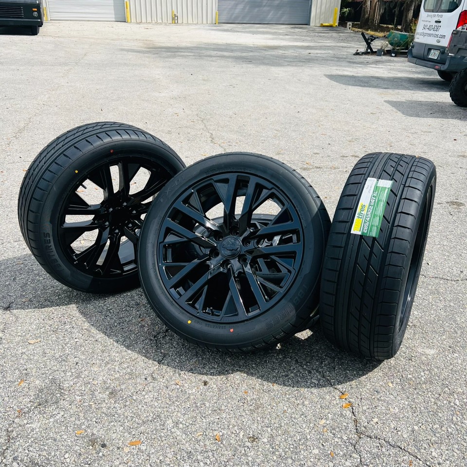 Black Chevy Silverado Wheels 22" GMC Sierra Rims 2024 Escalade Tires ...