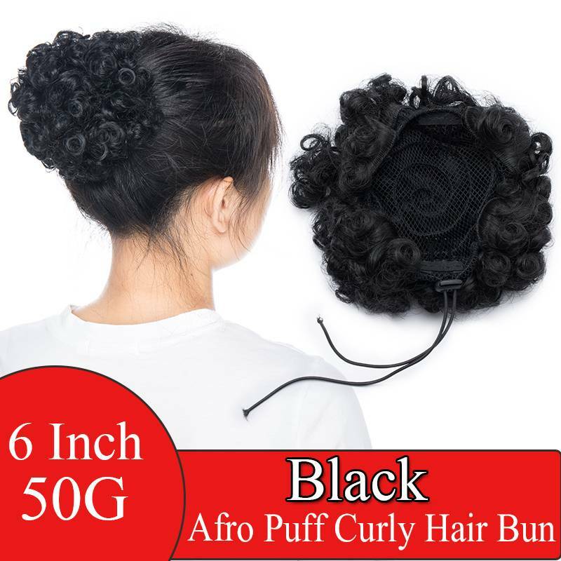 Afro Puff Drawstring Hair Bun Natral As Human Hair Extensions Updo ...