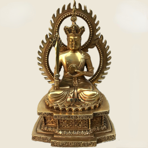 9" Tibet Buddhism Temple Bronze akasagarbha Buddha Guan yin Bodhisattva ...