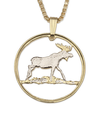 Moose Pendant and Necklace, Hand Cut Moose Medallion, 1" in Diameter ...