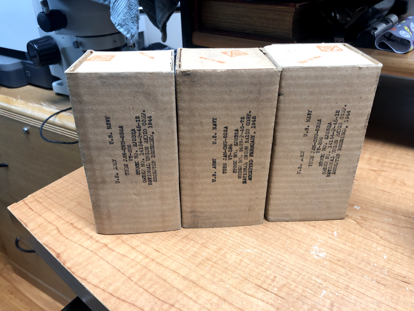 (3 ea.) JAN-CNU-832A National Union Vacuum Tubes in Original Boxes ...
