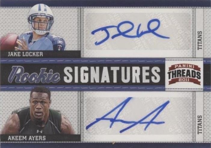 2011 Panini Threads - Rookie Signatures Combos Jake Locker, Akeem Ayers ...
