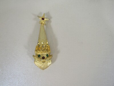 Mylu Santa Head Christmas Pin with Red and Green Stones | eBay